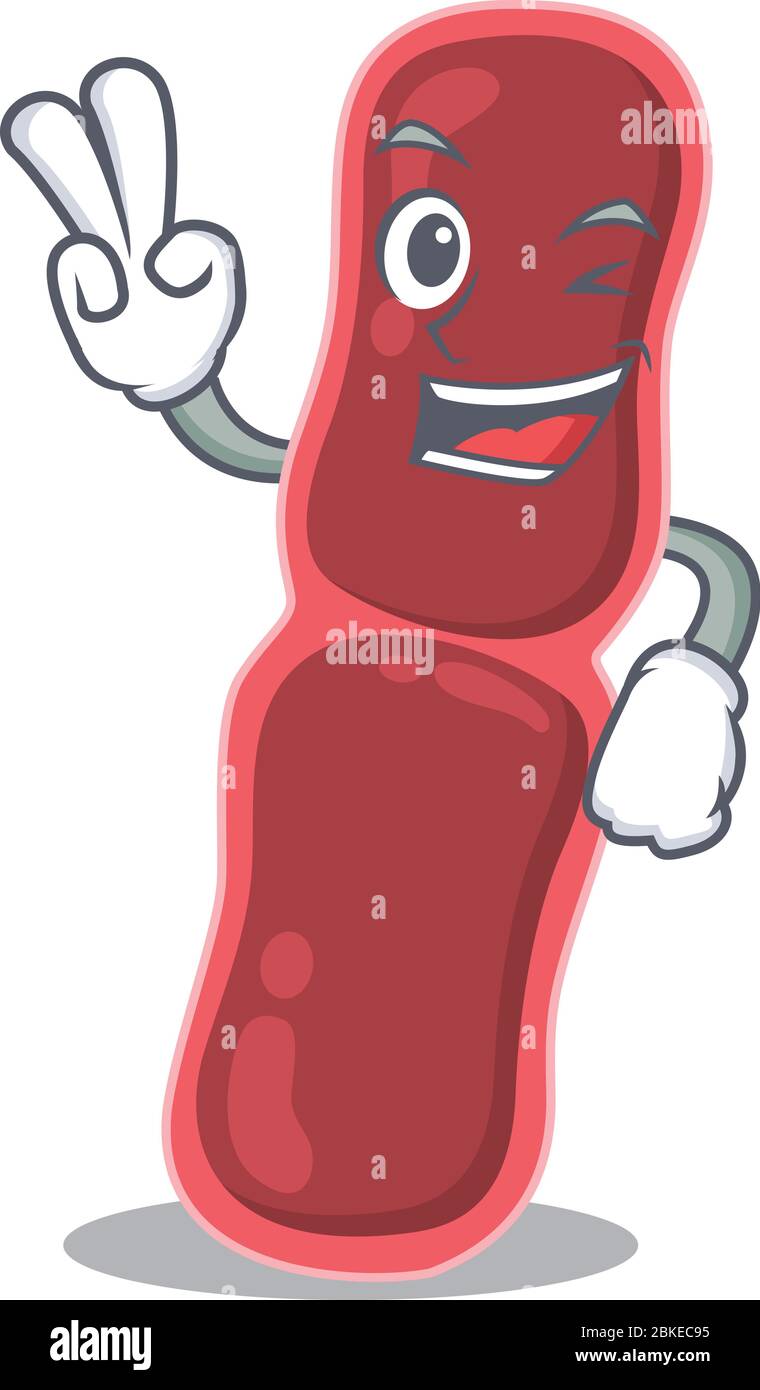 Happy bacillus bacteria cartoon design concept with two fingers Stock ...