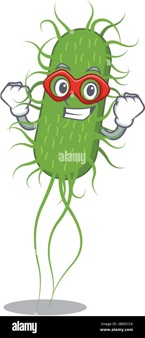A cartoon character of e.coli bacteria performed as a Super hero Stock ...
