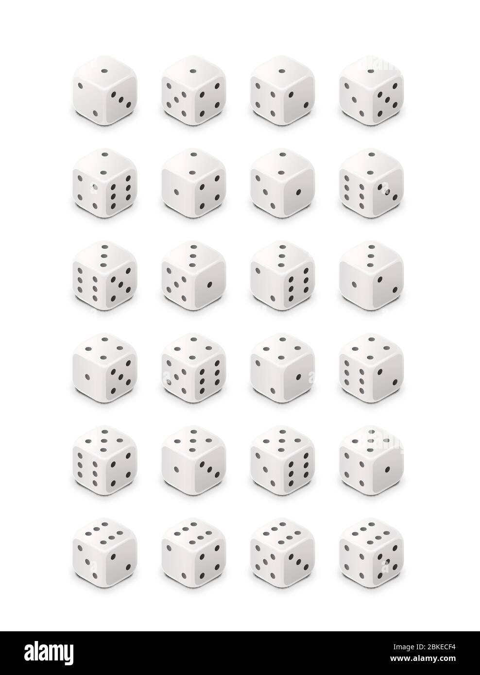 Set of white classic game cubes isolated on white background, all ...