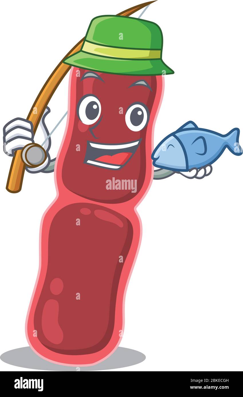 Cartoon design concept of bacillus bacteria while fishing Stock Vector ...