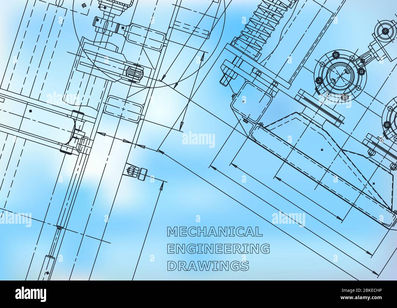 Blueprint. Vector engineering illustration. Computer aided design systems. Instrument-making ...