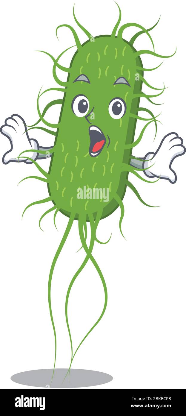 Cartoon design style of e.coli bacteria has a surprised gesture Stock ...
