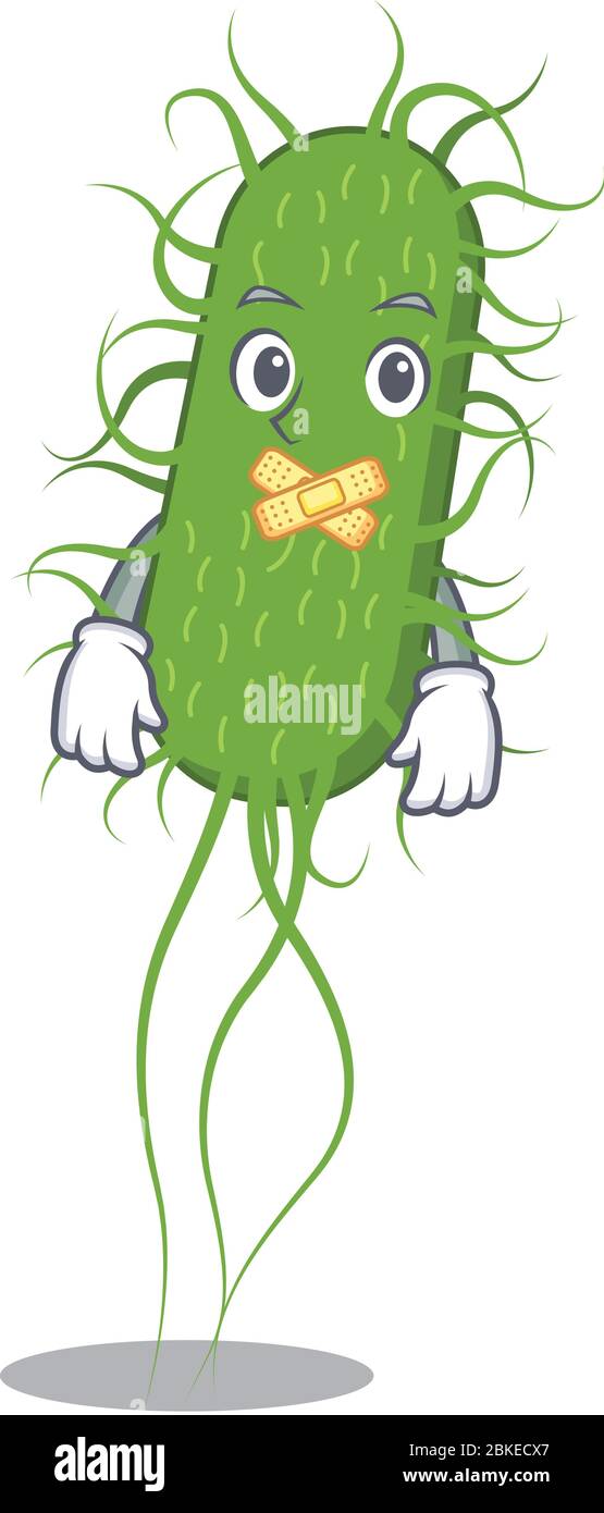 E.coli bacteria cartoon character style with mysterious silent gesture ...