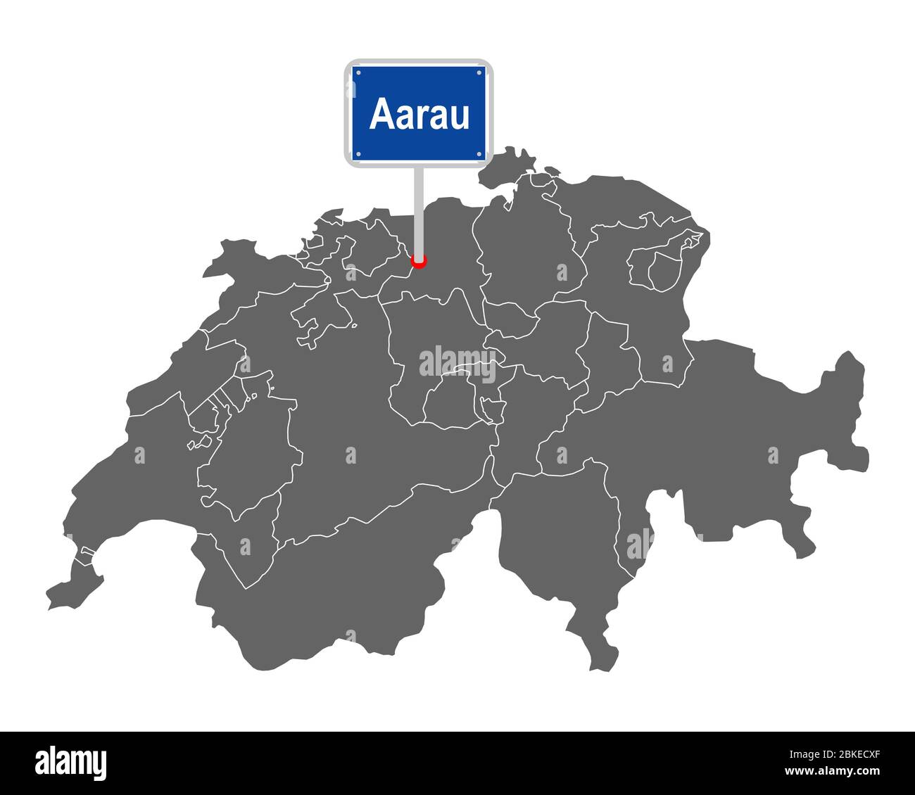 Map of Switzerland with road sign of Aarau Stock Photo - Alamy
