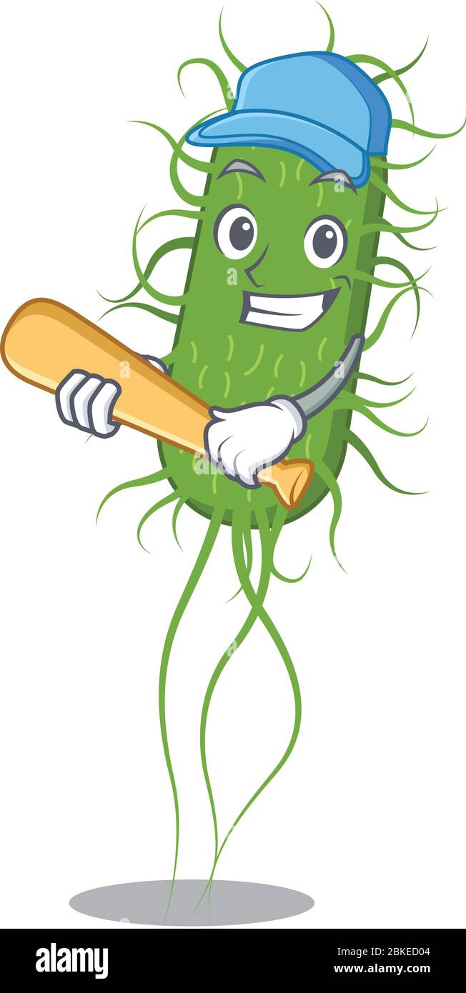 Picture of e.coli bacteria cartoon character playing baseball Stock ...