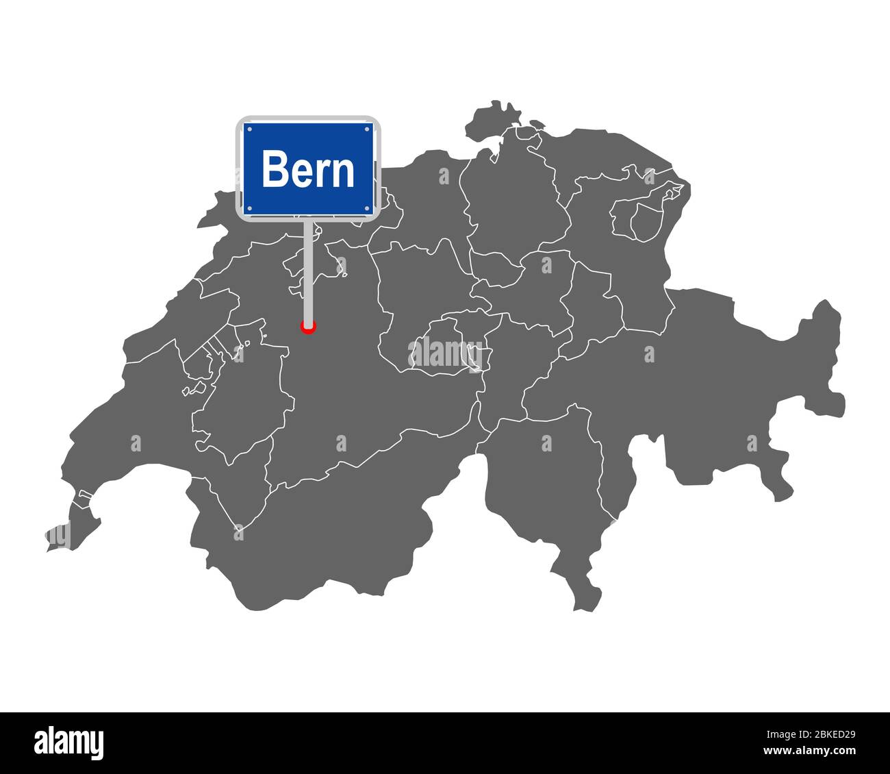 Map of Switzerland with road sign of Bern Stock Photo - Alamy