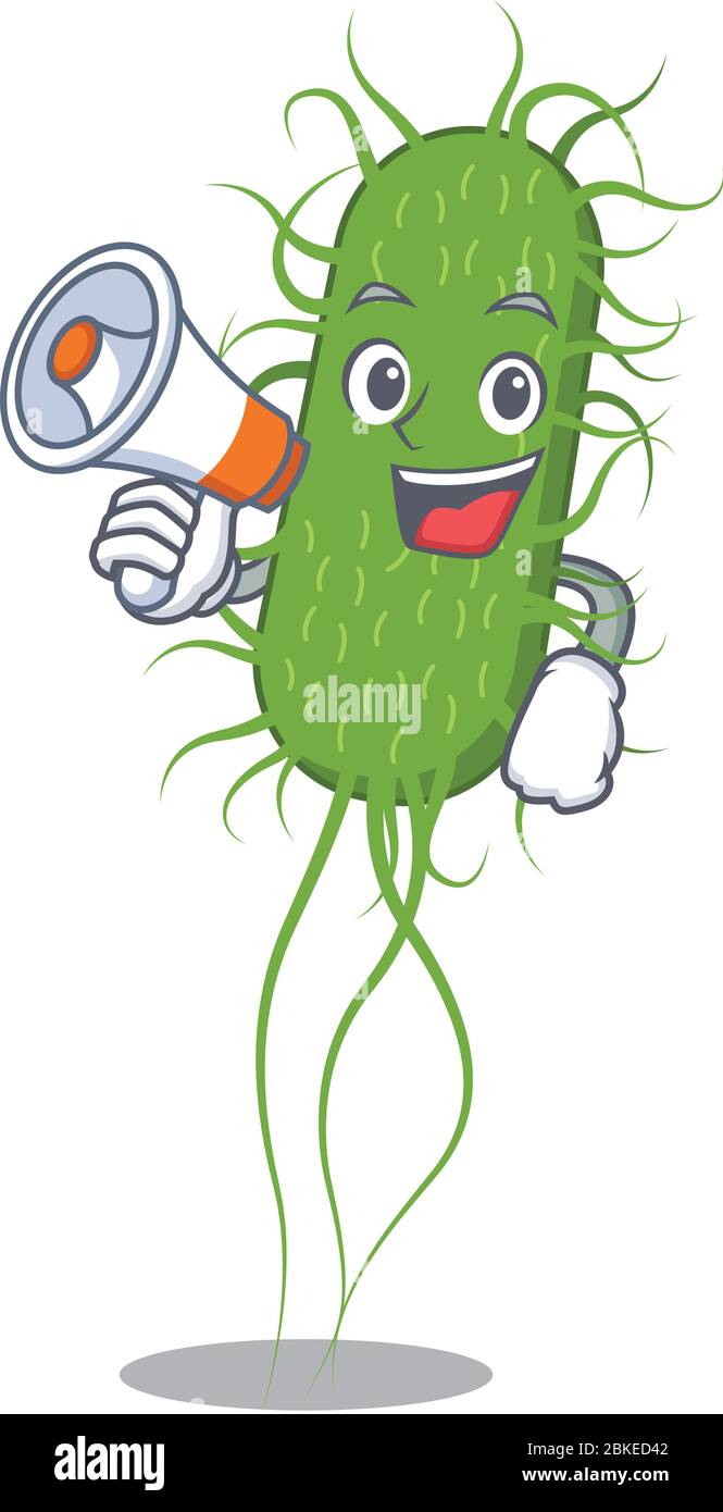 Cartoon character of e.coli bacteria having a megaphone Stock Vector ...