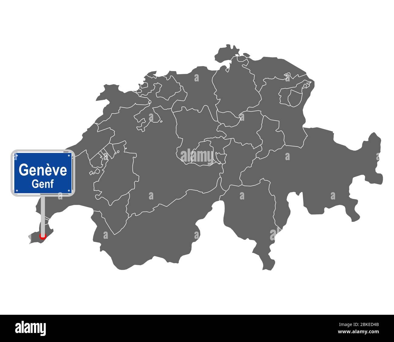 Map of Switzerland with road sign of Genève Stock Photo - Alamy