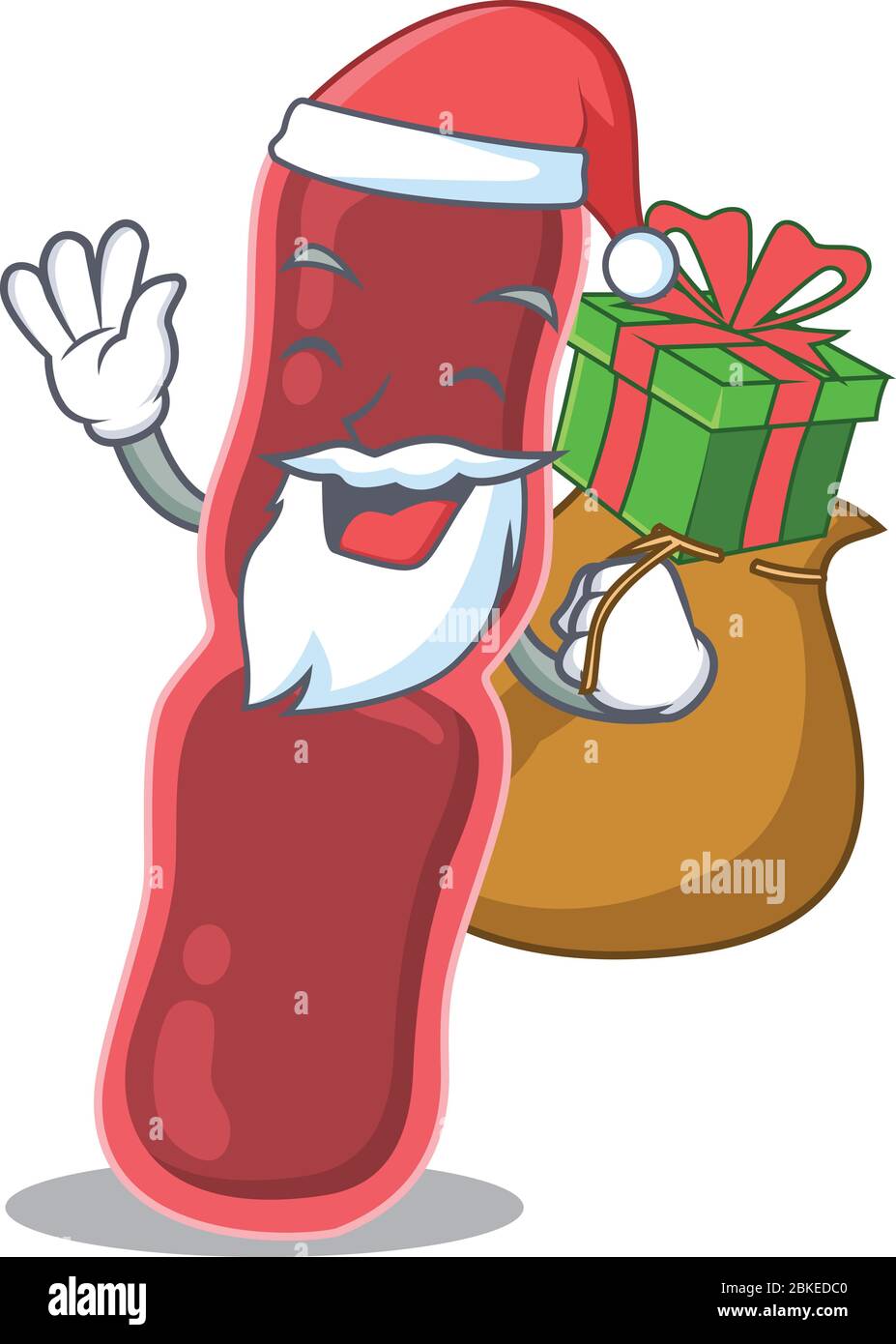 Cartoon design of bacillus bacteria Santa with Christmas gift Stock ...