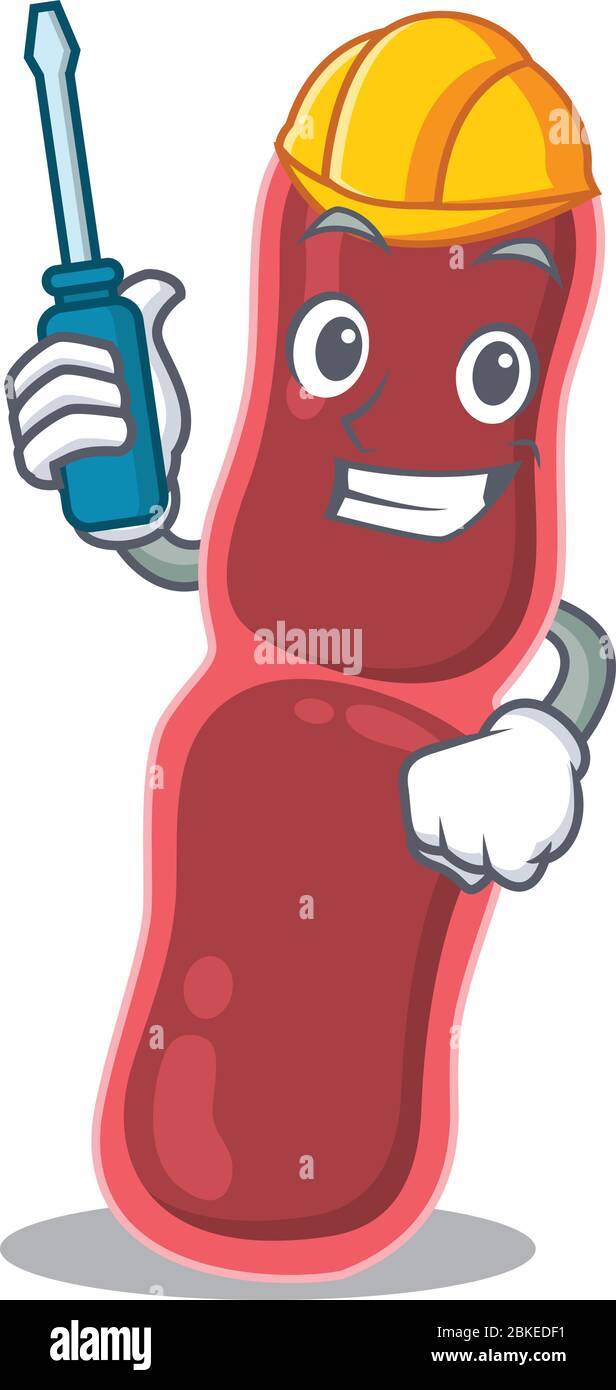 cartoon character of bacillus bacteria worked as an automotive Stock ...
