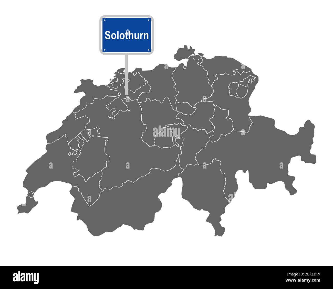 Map of Switzerland with road sign of Solothurn Stock Photo - Alamy