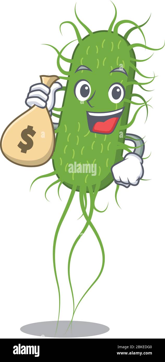 Rich e.coli bacteria cartoon design holds money bags Stock Vector Image ...