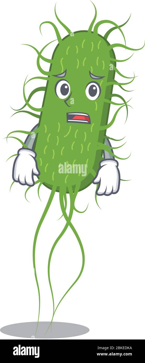Cartoon design style of e.coli bacteria showing worried face Stock ...