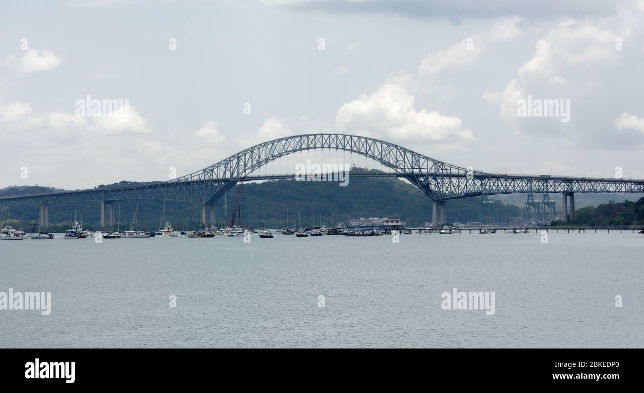 Bridge of the Americas crossing the Panama canal at Balboa, Panama City ...