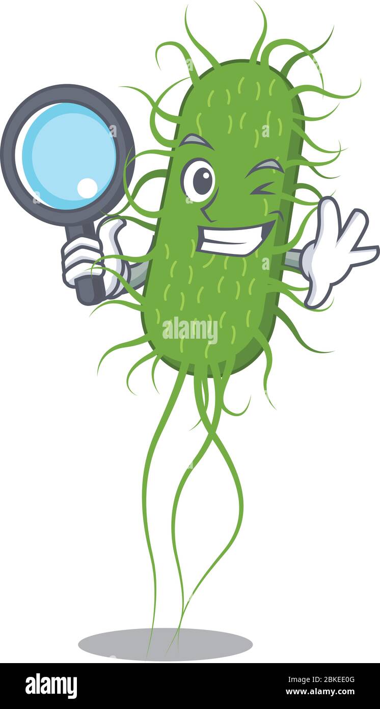 Smart Detective of e.coli bacteria mascot design style with tools Stock ...