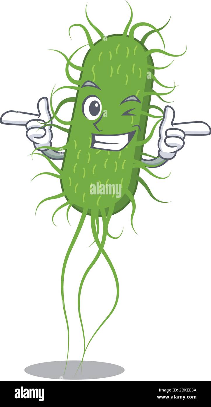 Cartoon design concept of e.coli bacteria with funny wink eye Stock ...