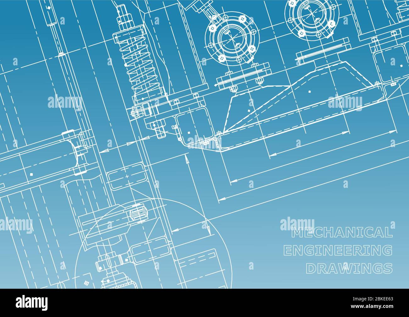 Blueprint. Vector engineering drawings. Mechanical instrument making ...