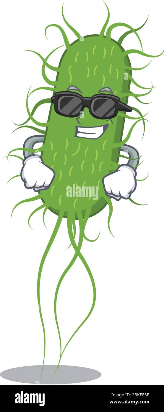 Cool e.coli bacteria cartoon character wearing expensive black glasses ...