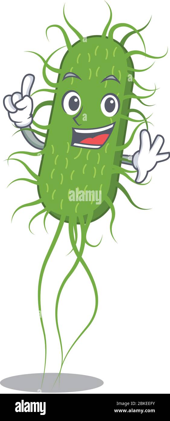 E.coli bacteria mascot character design with one finger gesture Stock ...