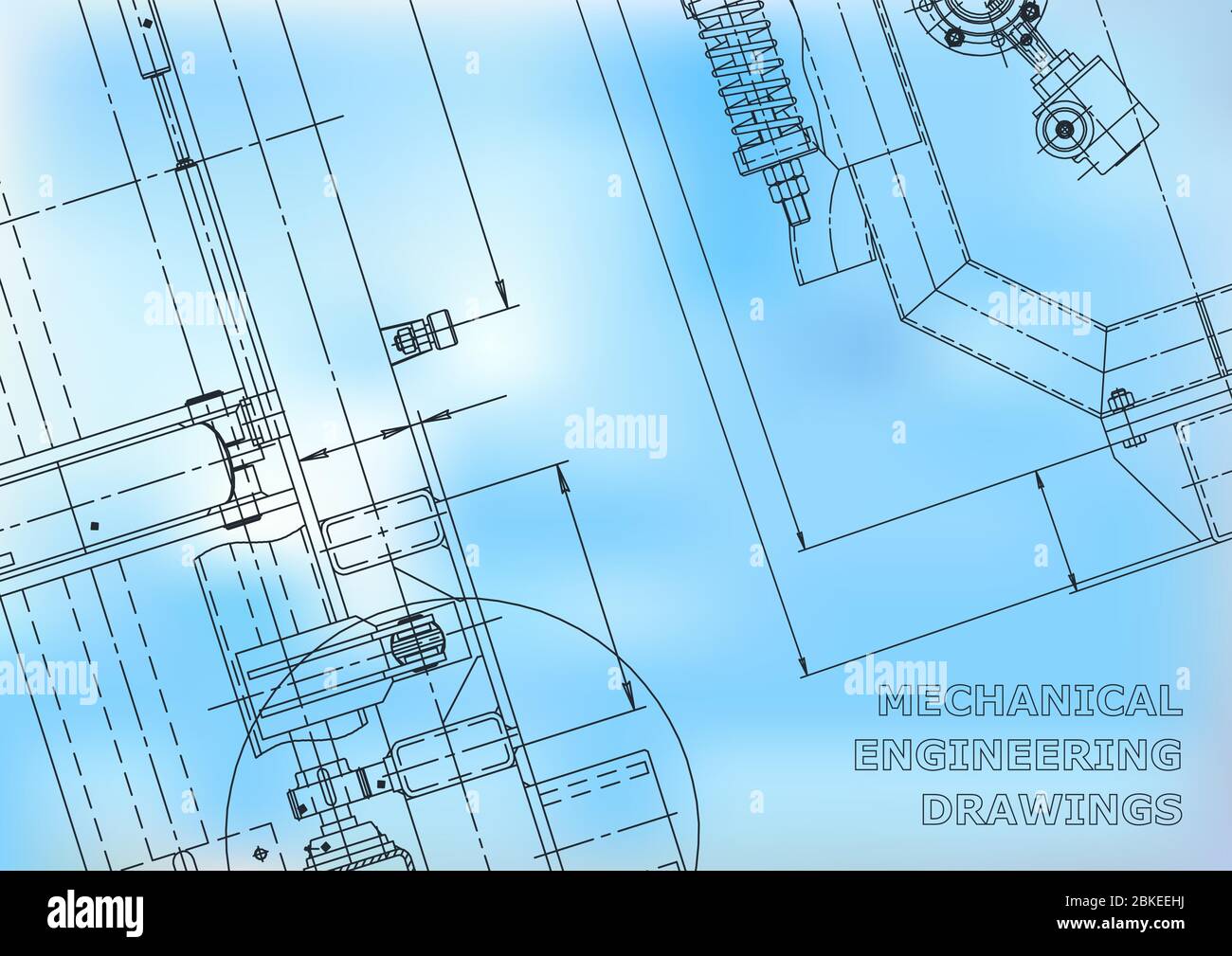 Blueprint. Vector engineering drawings. Mechanical instrument making ...