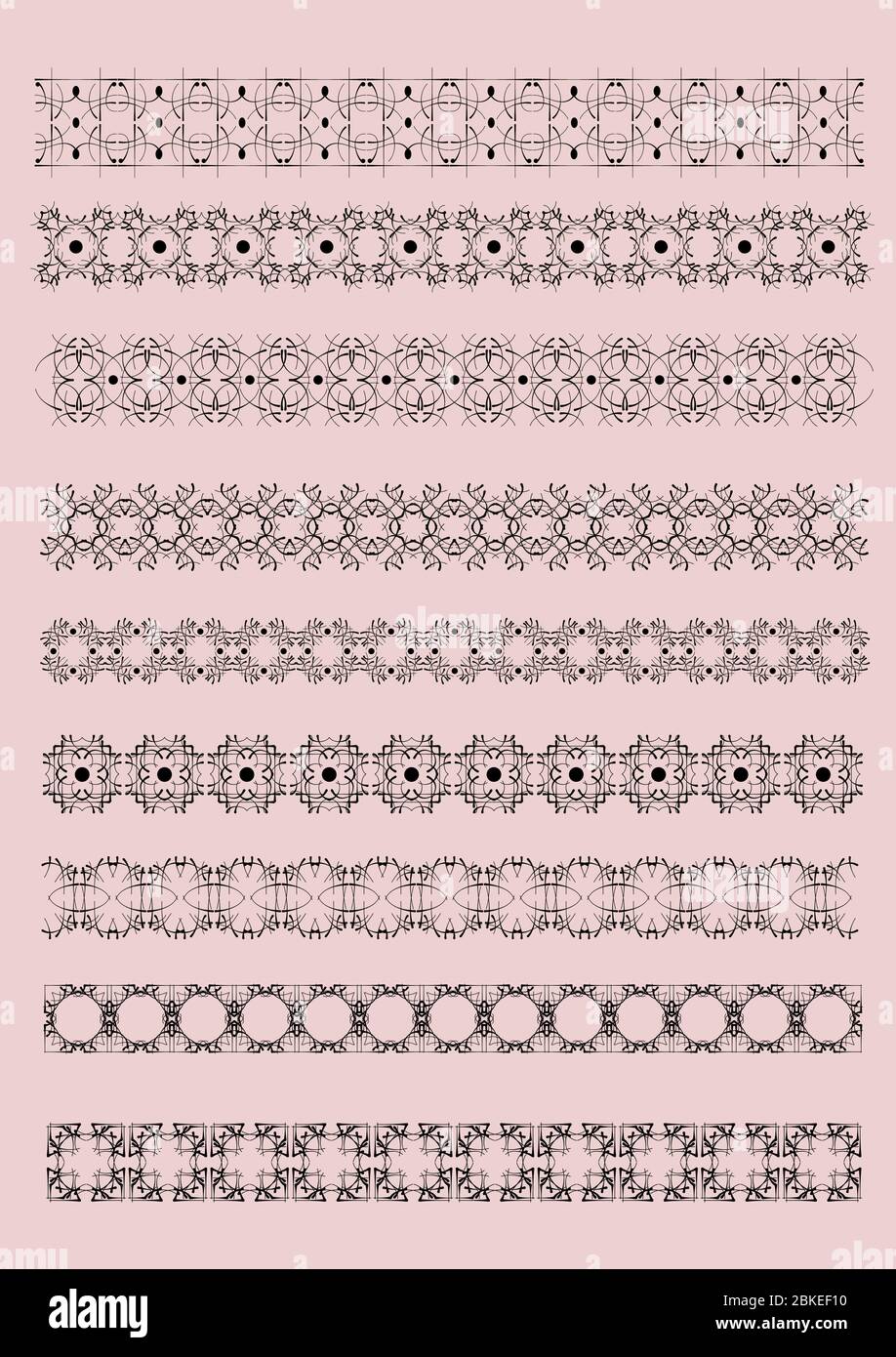 Collection of Ornamental Rule Lines in Different Design styles Stock ...