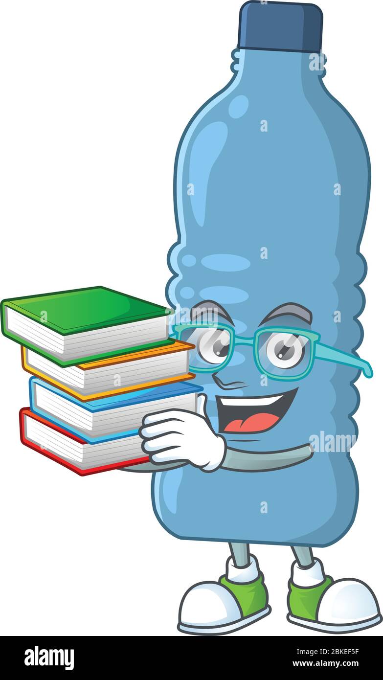 A mascot design of mineral bottle student character with book Stock ...