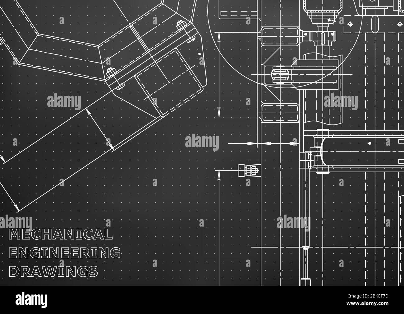 Vector engineering illustration. Mechanical engineering drawing. Instrument-making drawings ...