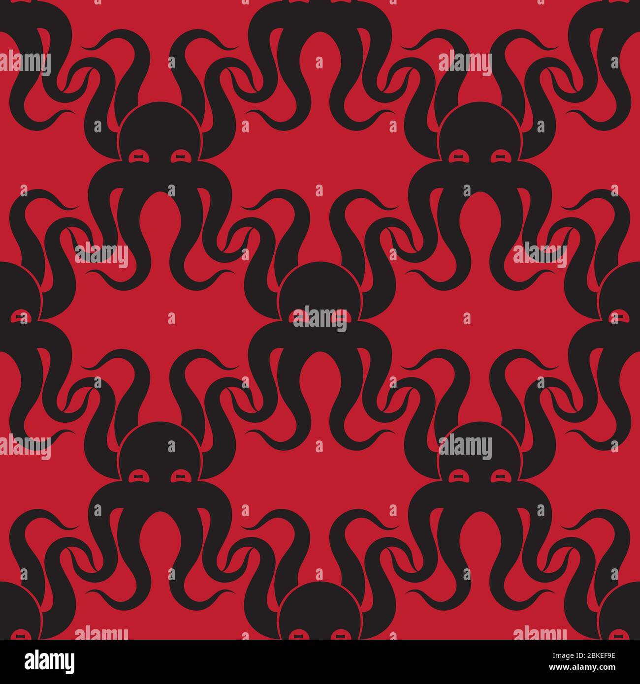 Seamless octopus pattern on red background. Vector image Stock Vector ...
