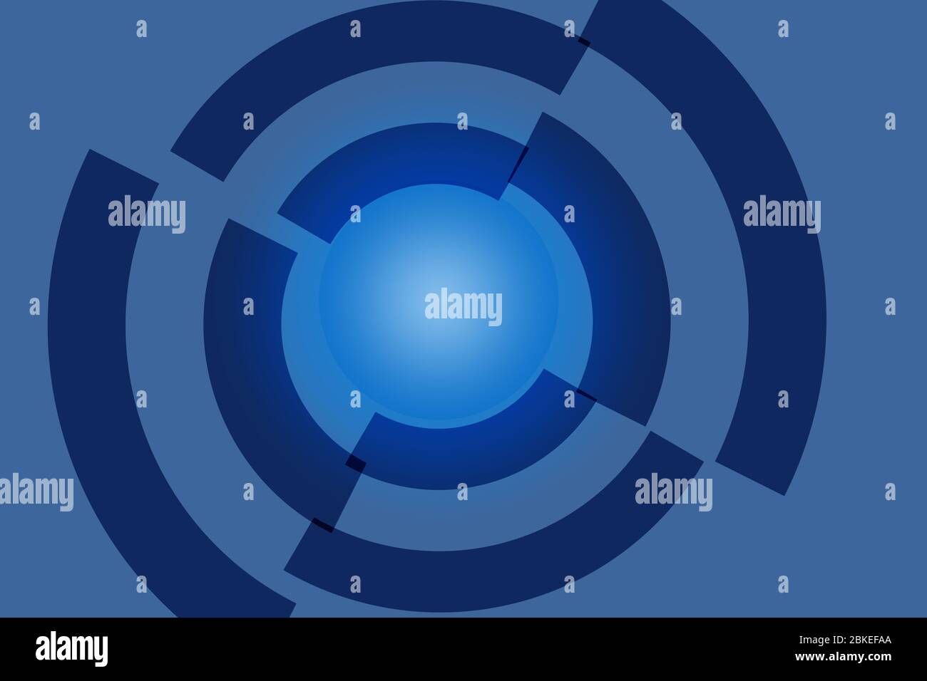 Minimal Rotating Stripes In Circle Form Glow In Centre On Blue Gradient ...