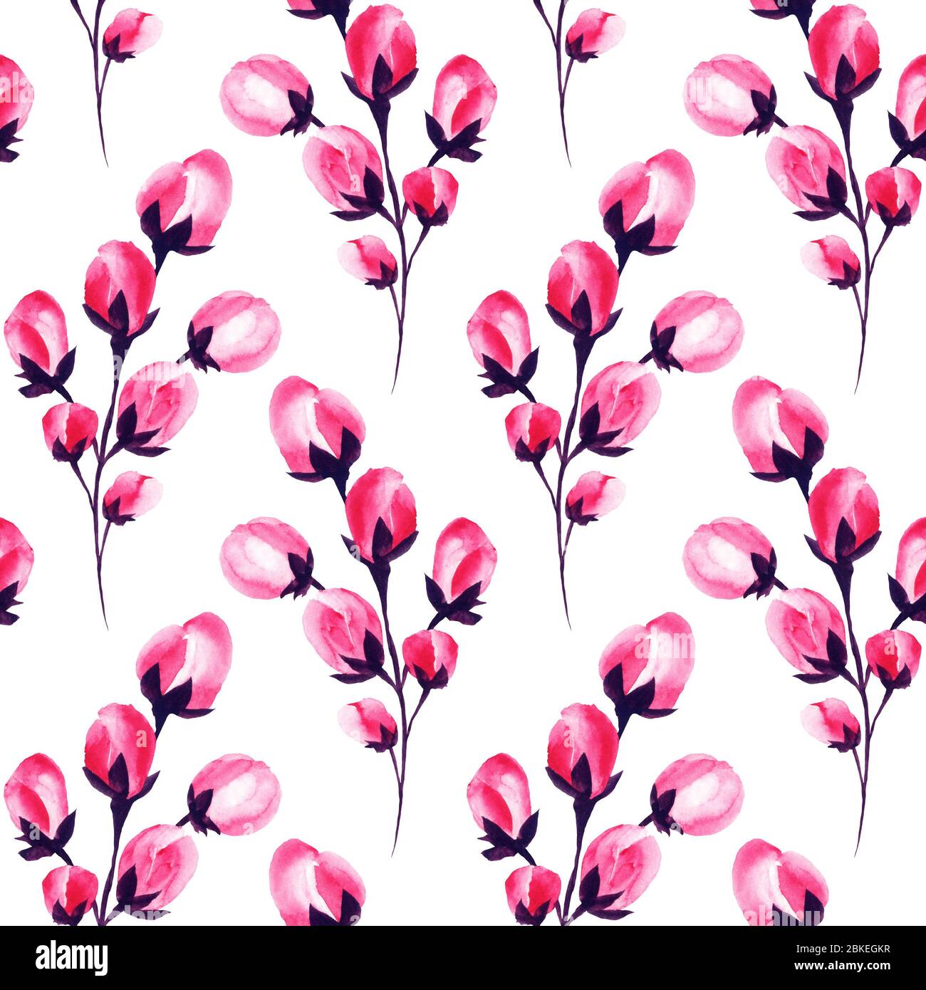 Sakura flowers pattern background, cherry blossom watercolor floral ...