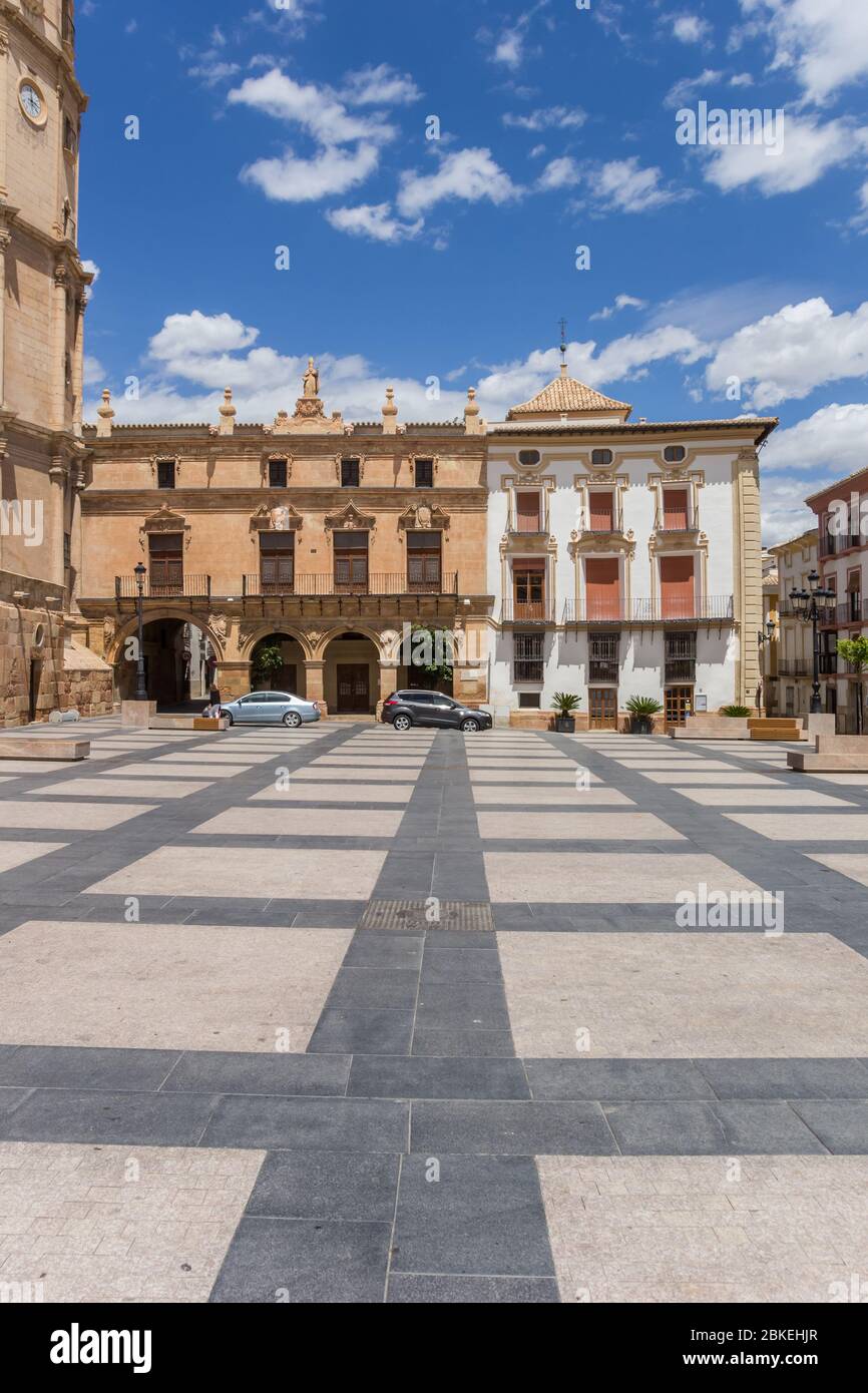 Plaza Espana square in the historic center of Lorca, Spain Stock Photo ...