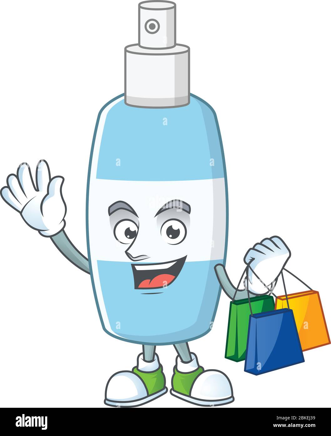 cartoon character concept of rich spray hand sanitizer with shopping ...