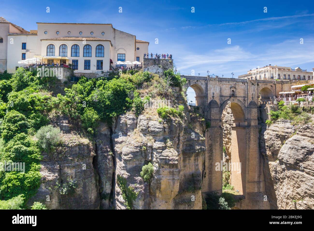 Historic Puente Nuevo bridge over the canyon in Ronda, Spain Stock ...