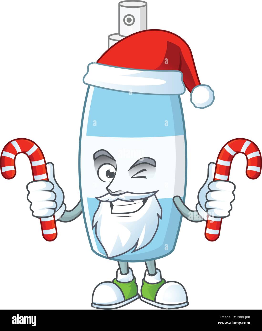 Spray hand sanitizer humble Santa Cartoon character having candies ...