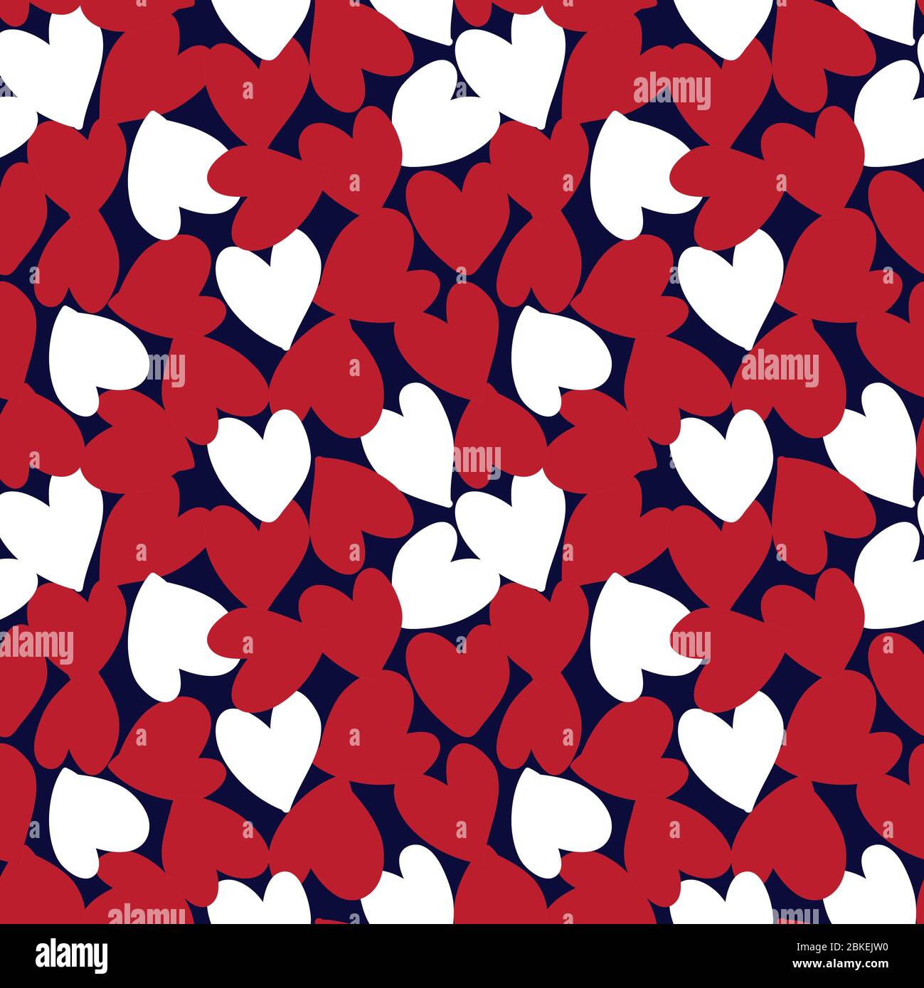 Red Navy Heart shaped Valentine’s Day seamless pattern background for ...