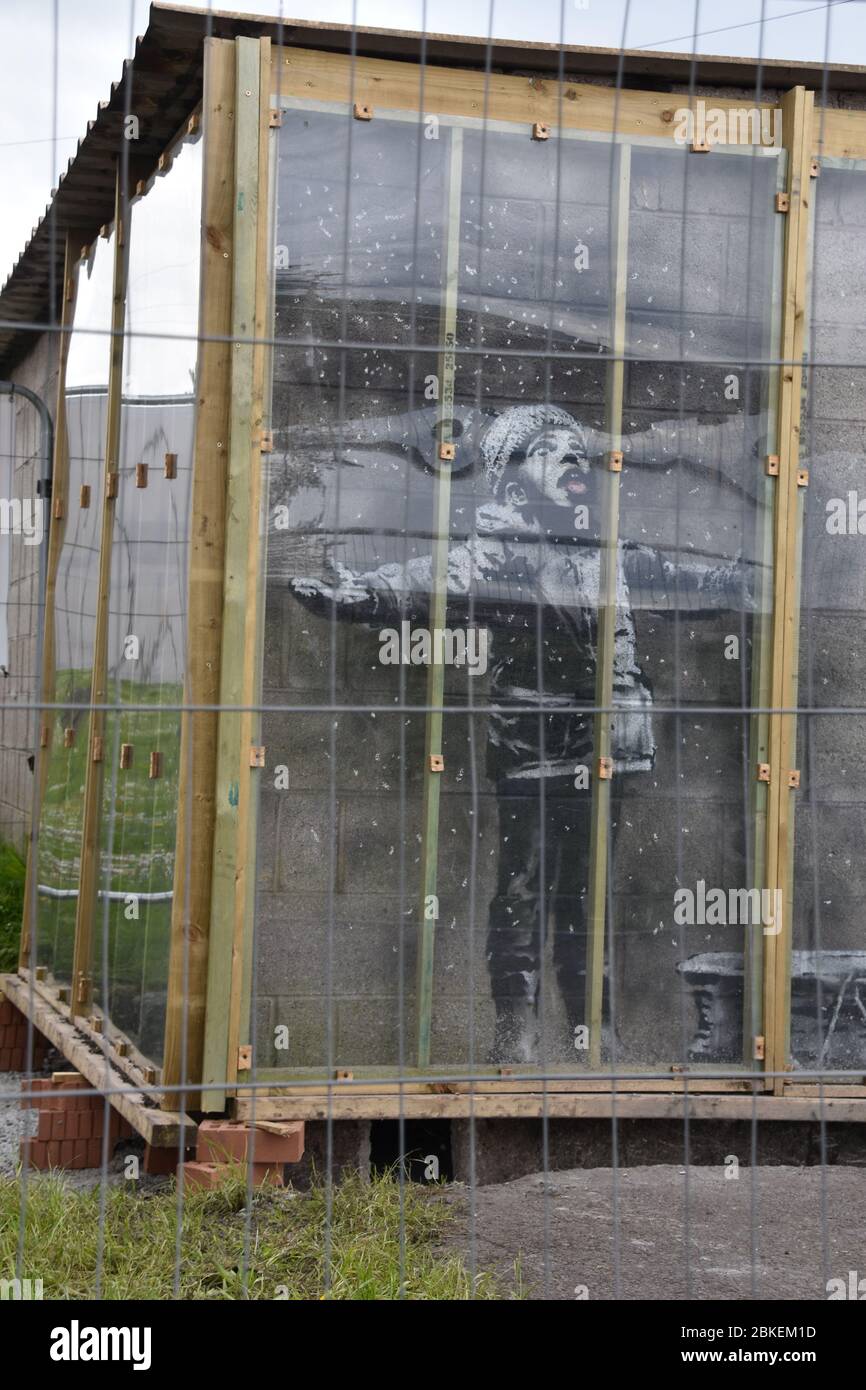 Banksy port talbot fencing hi-res stock photography and images - Alamy
