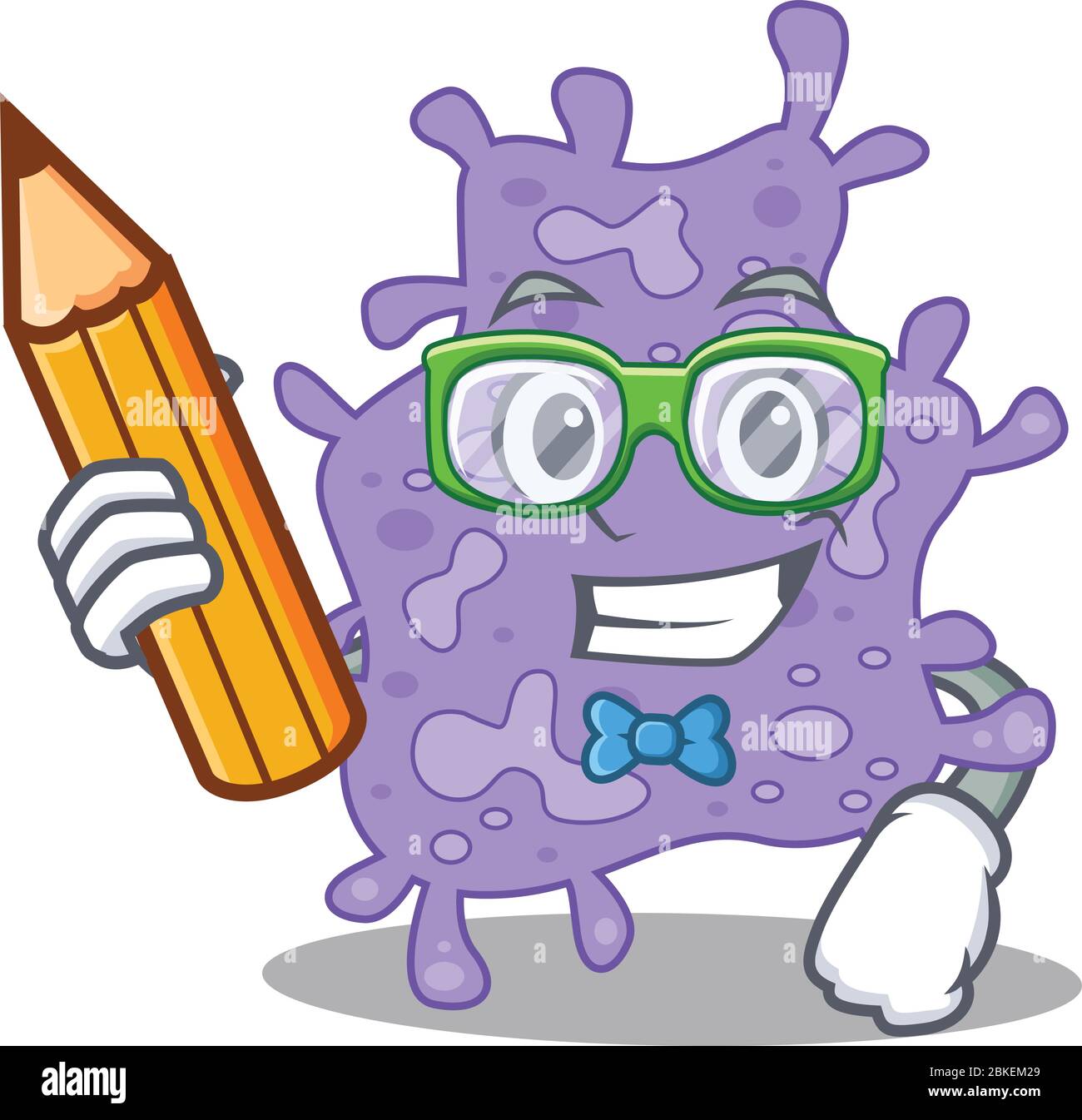 A brainy student staphylococcus aureus cartoon character with pencil ...