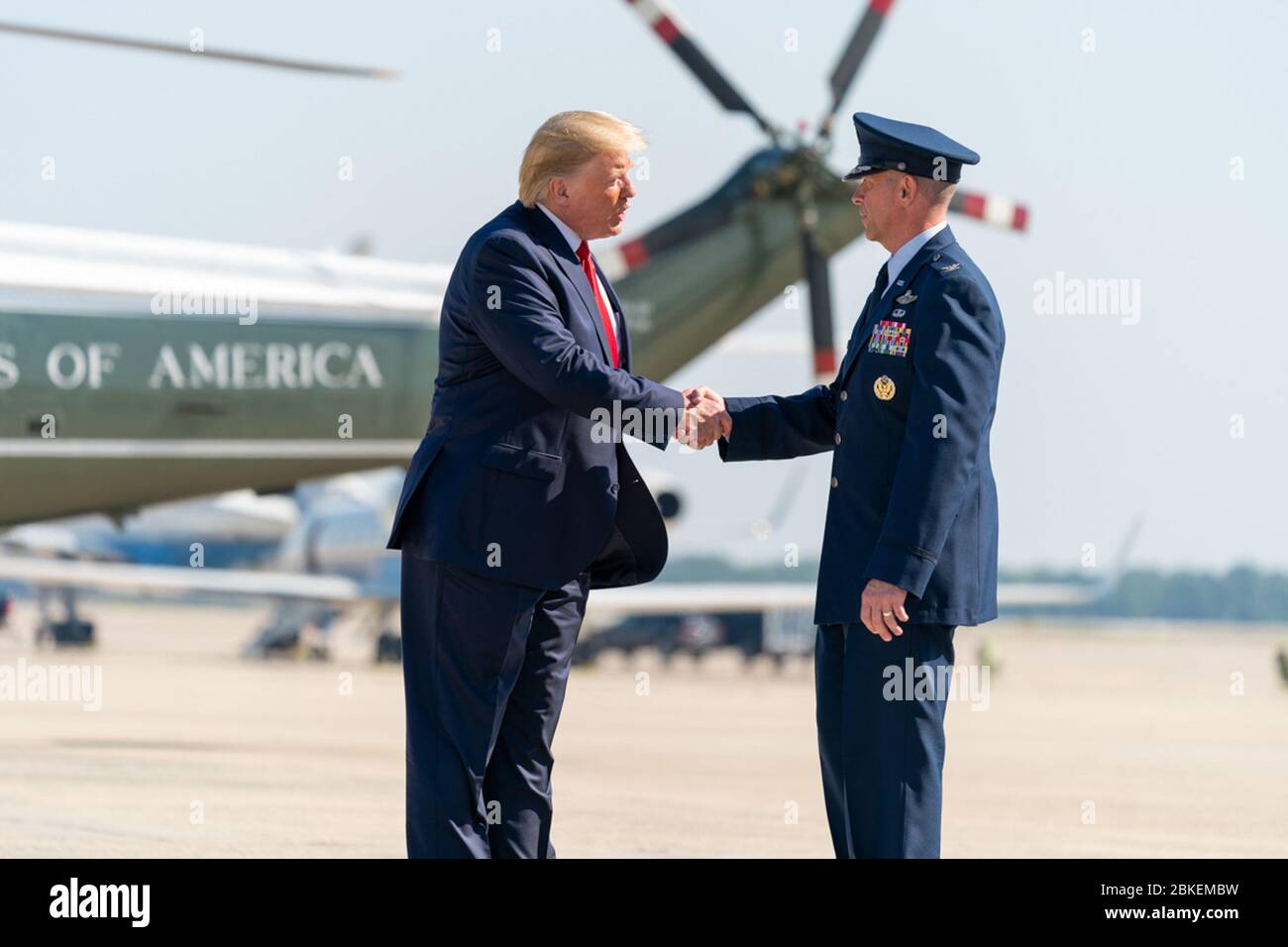 On July 30, 2019, President Donald Trump shook hands with U.S. Air ...