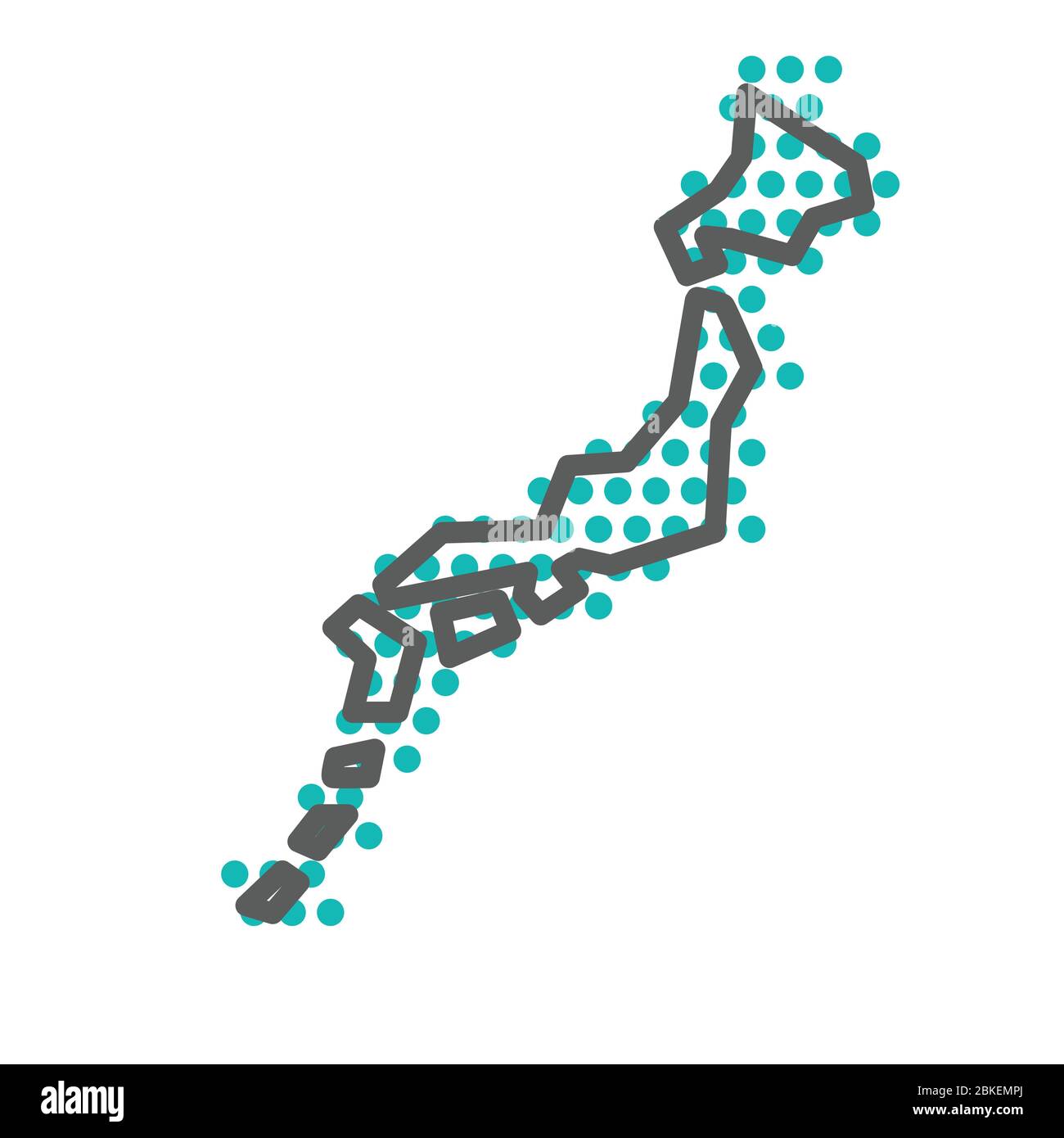 Japan simple outline map with green halftone dot pattern Stock Vector Image & Art - Alamy