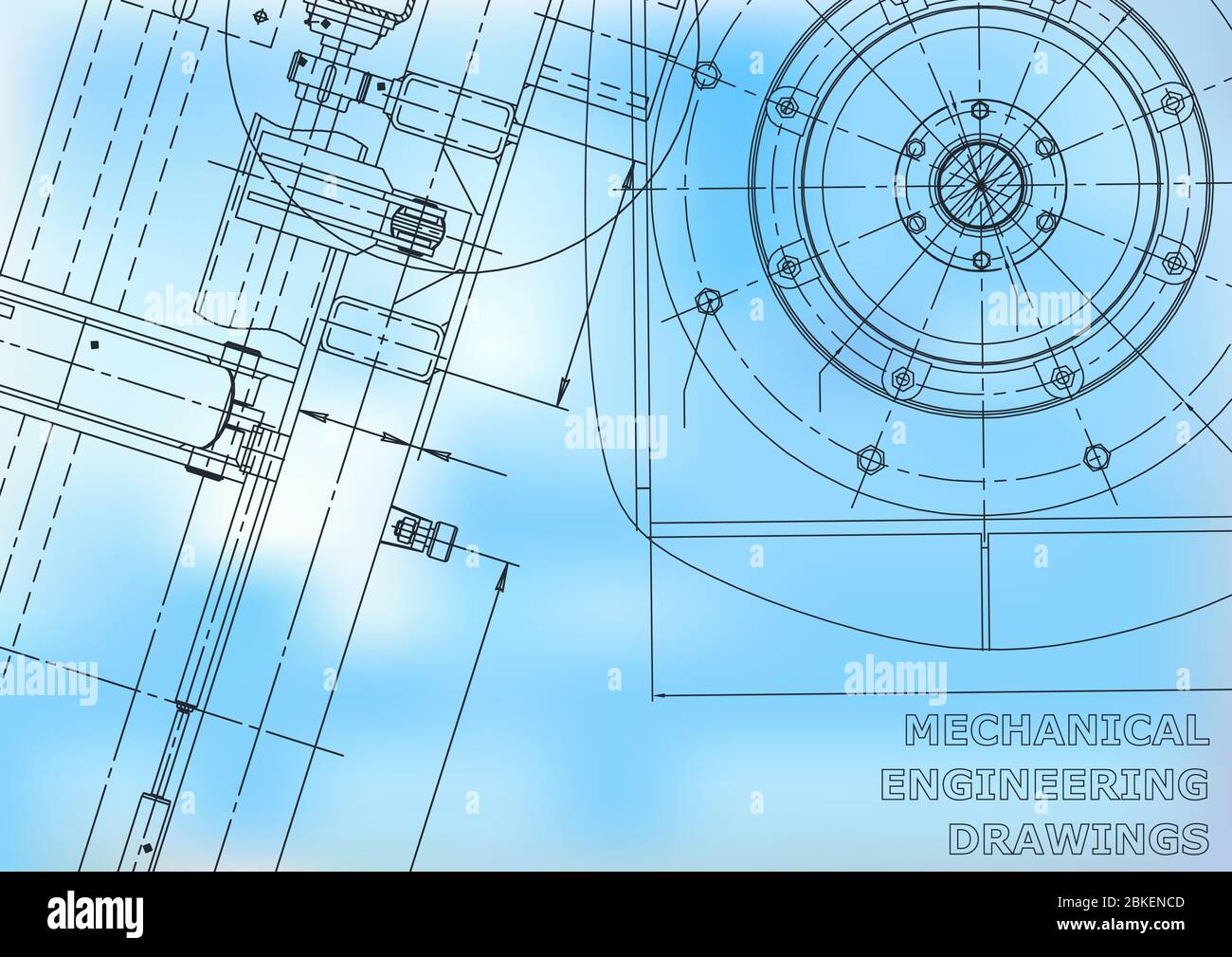 Blueprint. Vector engineering illustration. Cover, flyer, banner. Blue ...