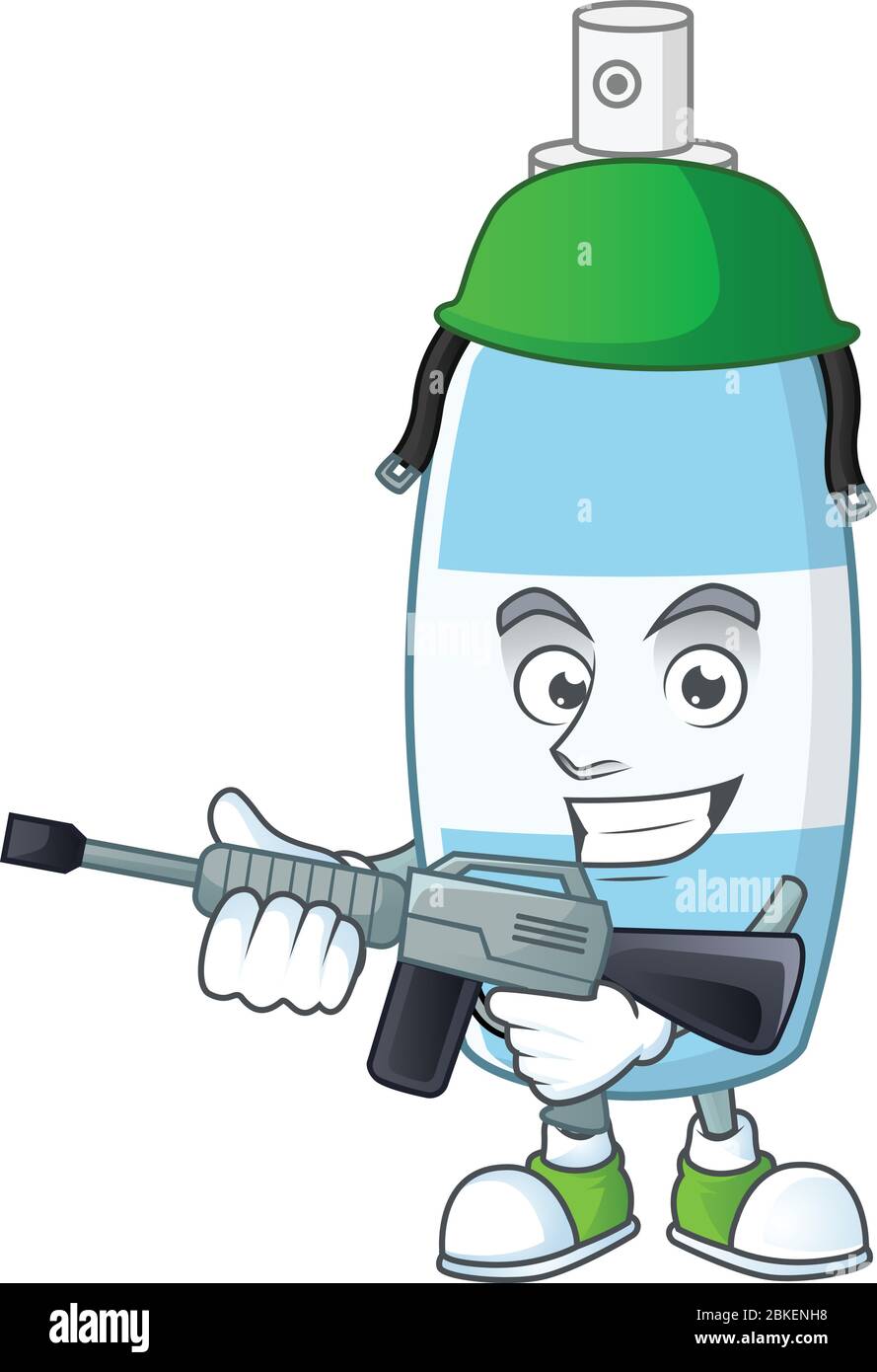An elegant spray hand sanitizer Army mascot design style using ...