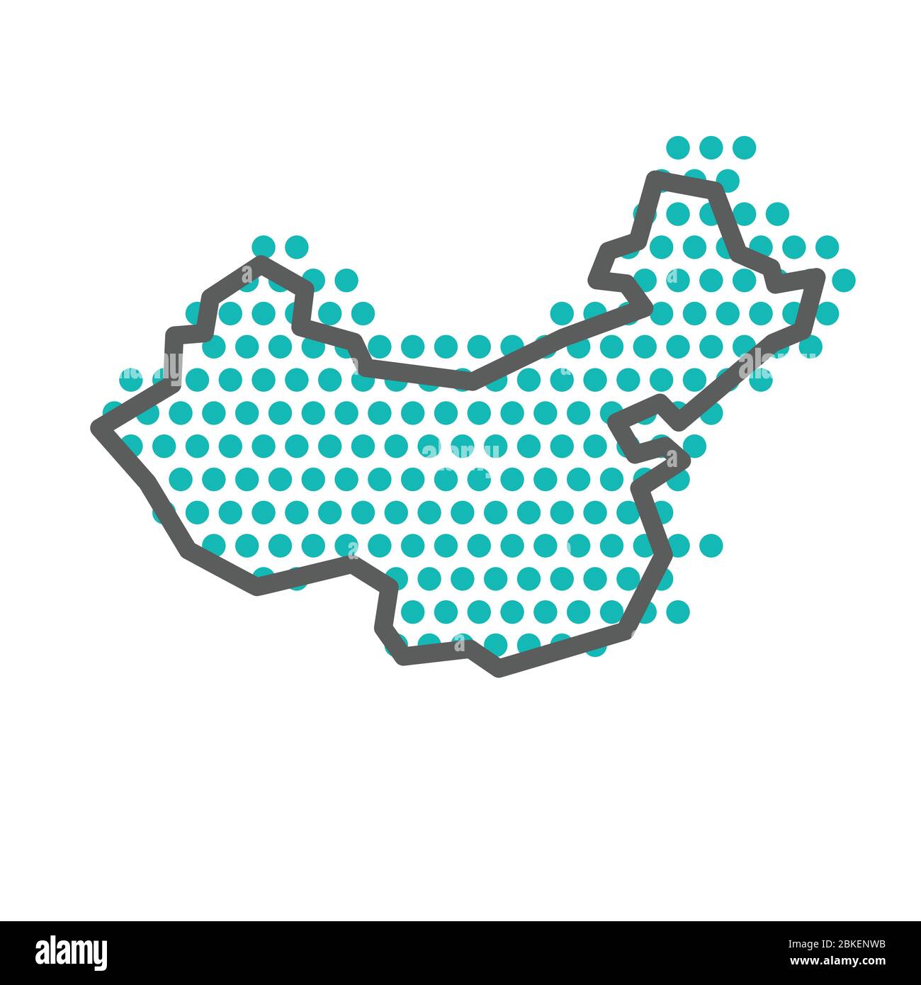 China simple outline map with green halftone dot pattern Stock Vector Image & Art - Alamy