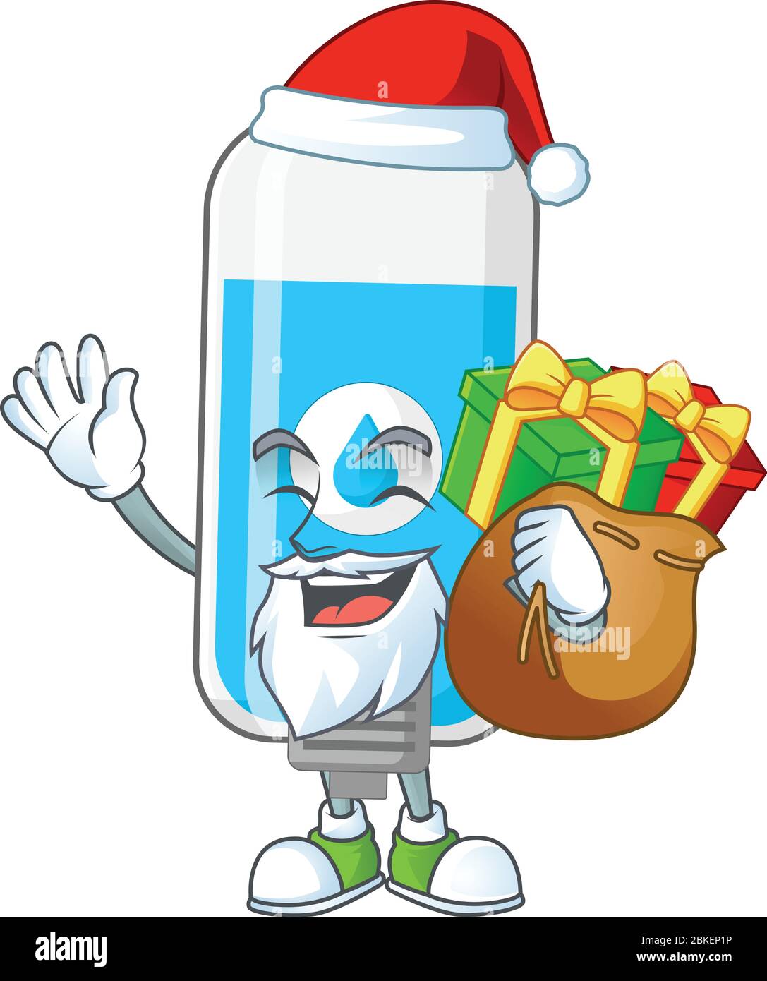 Santa wall hand sanitizer Cartoon character design with sacks of gifts ...