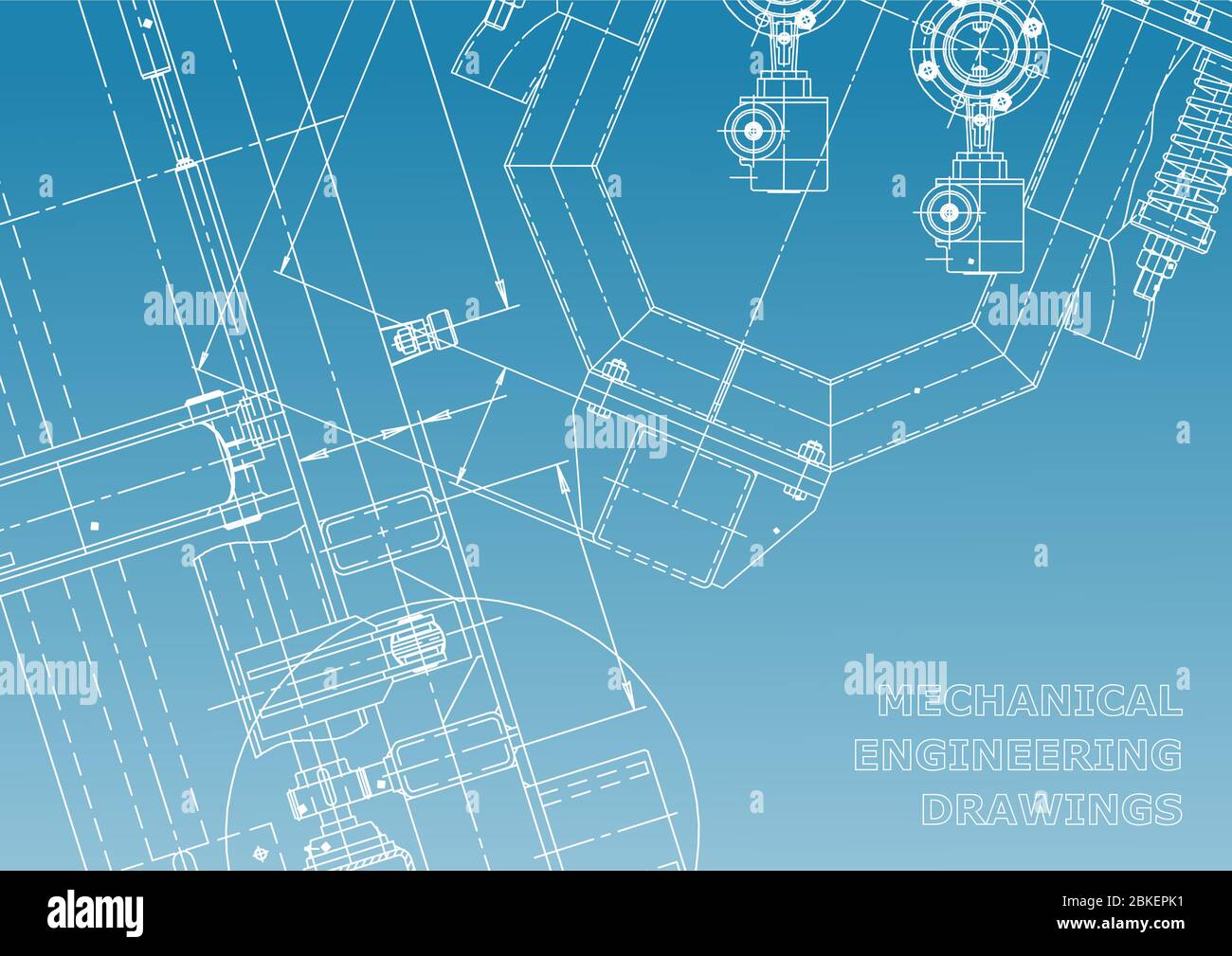Blueprint. Vector engineering drawings. Mechanical instrument making ...