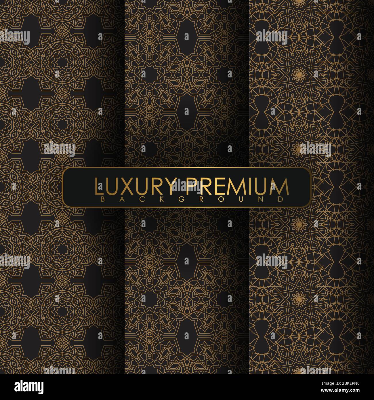 Set of seamless art deco patterns. vintage geometric background with ...