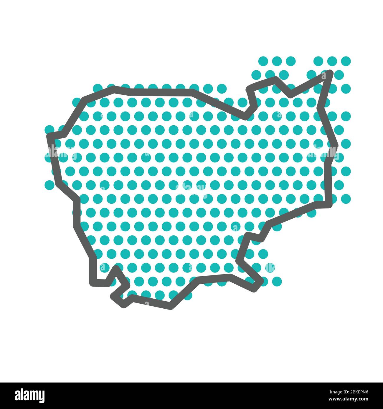 Cambodia simple outline map with green halftone dot pattern Stock ...