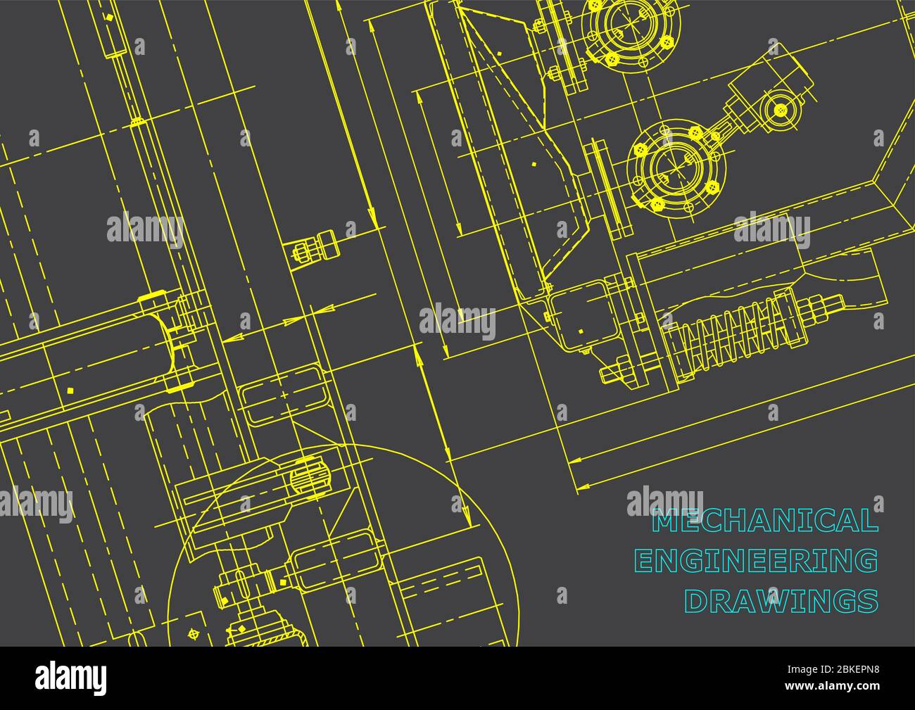 Blueprint. Vector engineering drawings. Mechanical instrument making ...