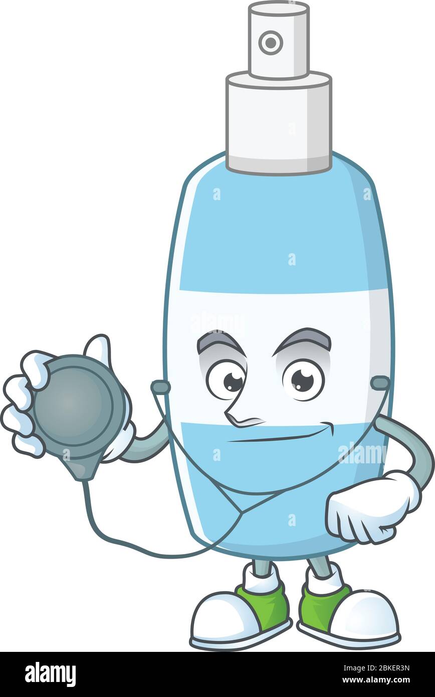 A dedicated Doctor spray hand sanitizer Cartoon character with ...