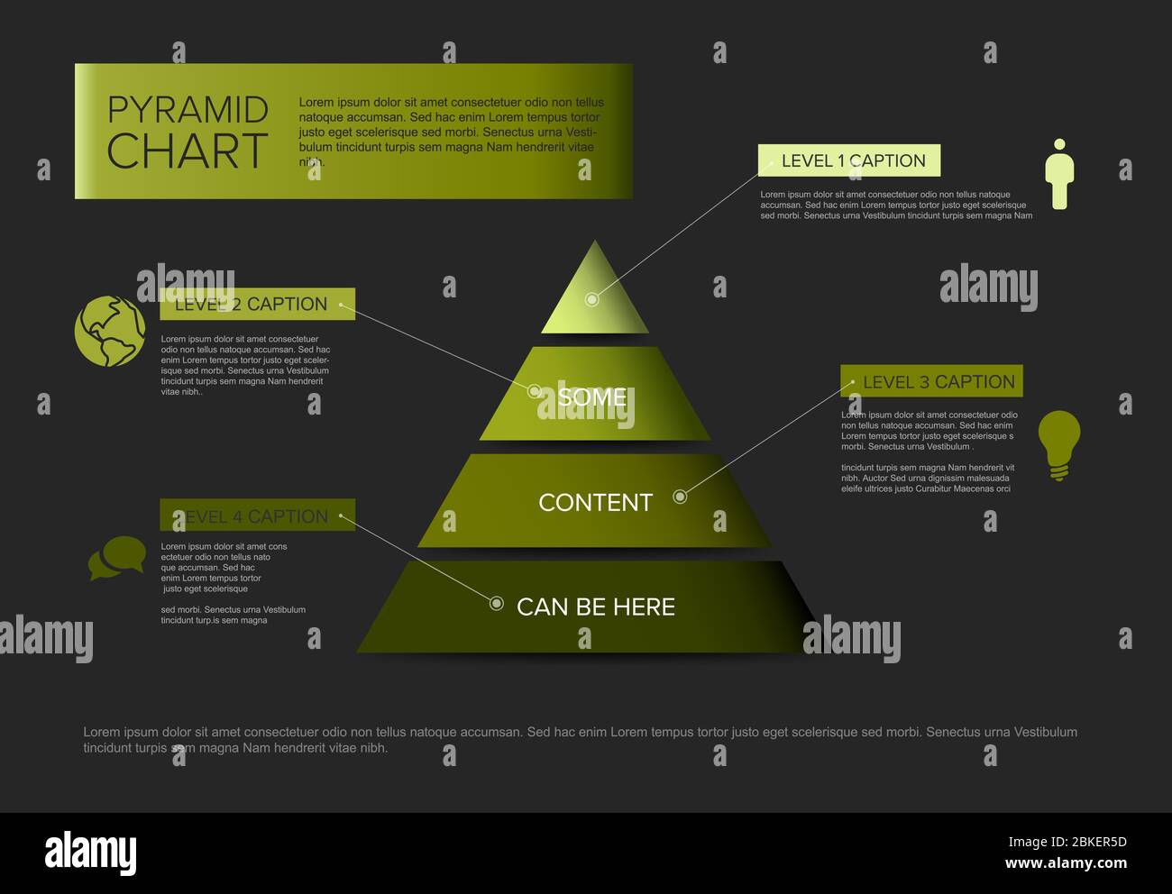 Vector solid Infographic Pyramid chart diagram template with icons ...
