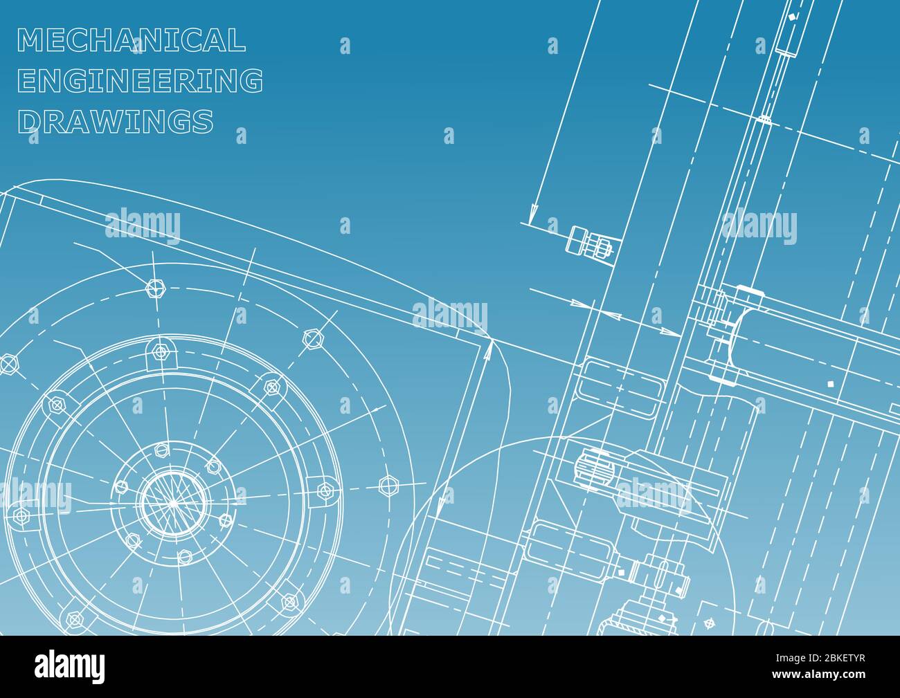 Blueprint. Vector engineering illustration. Cover. Blue and white Stock ...
